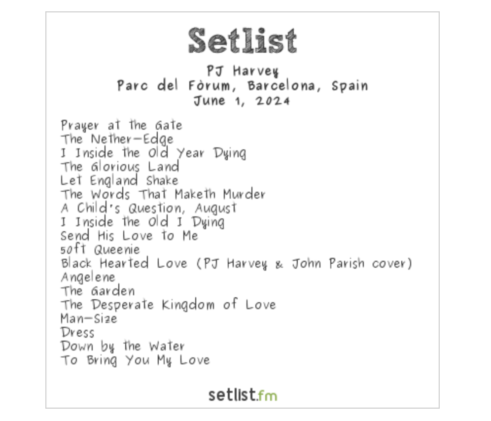 PJ Harvey Plays "Black Hearted Love" For First Time In Concert | setlist.fm