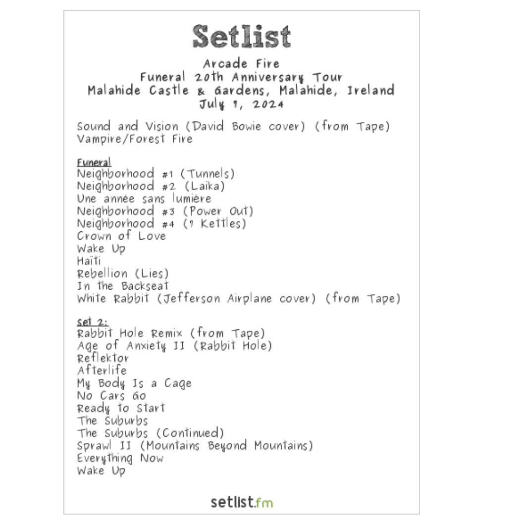 Arcade Fire Celebrates Funeral's 20th Anniversary in Europe | setlist.fm